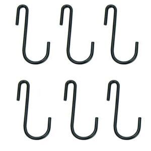 huji black s shaped heavy duty hanging hooks for kitchenware pots pans utensils (set of 6 hooks)