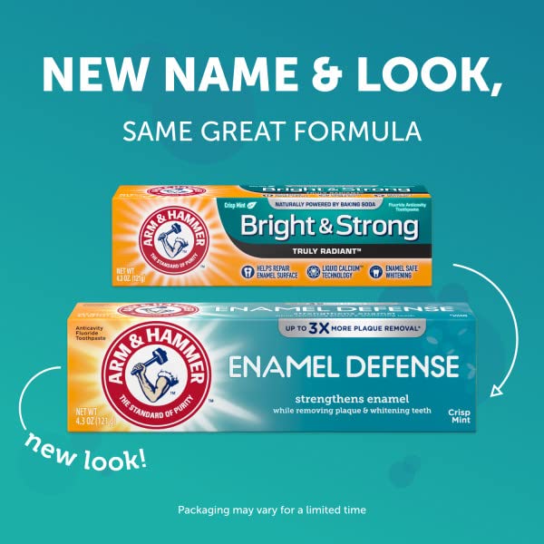 ARM & Hammer Truly Radiant Bright & Strong Fluoride Anticavity Toothpaste Fresh Mint 4.3 oz (Packs of 2)