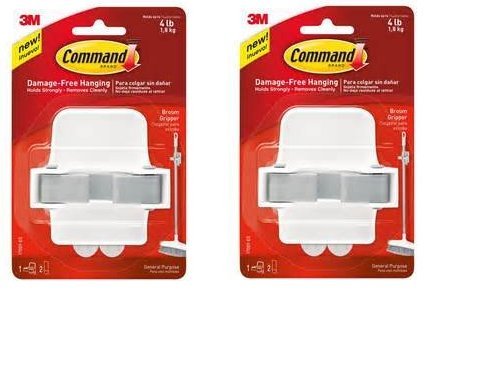 Command Broom Gripper, White with Grey Band, 2 Grippers