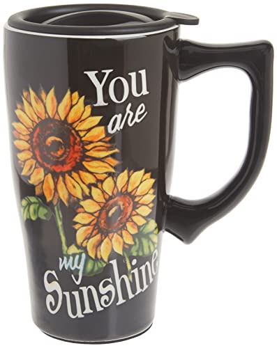 Spoontiques - Ceramic Travel Mugs - You Are My Sunshine Cup - Hot or Cold Beverages - Gift for Coffee Lovers