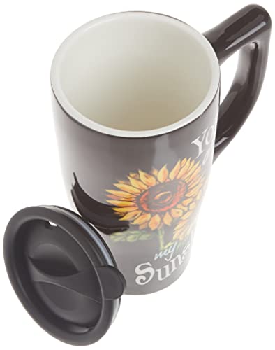 Spoontiques - Ceramic Travel Mugs - You Are My Sunshine Cup - Hot or Cold Beverages - Gift for Coffee Lovers