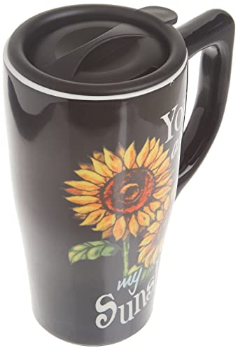 Spoontiques - Ceramic Travel Mugs - You Are My Sunshine Cup - Hot or Cold Beverages - Gift for Coffee Lovers