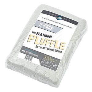 The Rag Company - Platinum Pluffle Microfiber Detailing Towels - Professional Korean 70/30 Blend, Plush Waffle Weave, 480gsm, 20in x 40in, Ice Grey (2-Pack)