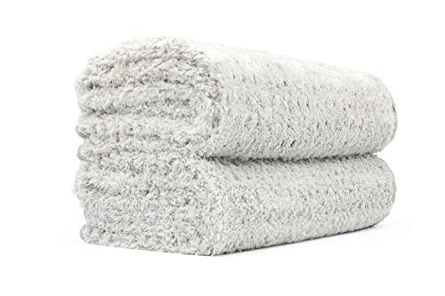 The Rag Company - Platinum Pluffle Microfiber Detailing Towels - Professional Korean 70/30 Blend, Plush Waffle Weave, 480gsm, 20in x 40in, Ice Grey (2-Pack)