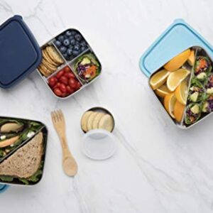 U-Konserve - Divided To-Go, Stainless Steel with Removable Dividers, Multiple Containers in One, Ideal for Lunches, Picnics and Travel, Dishwasher Safe (Medium, Ocean)