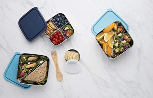 U-Konserve - Divided To-Go, Stainless Steel with Removable Dividers, Multiple Containers in One, Ideal for Lunches, Picnics and Travel, Dishwasher Safe (Medium, Ocean)