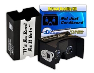 v2 the complete google cardboard kit version 2.0 virtual reality headset with head-strap, video instructions and vr portal with touch button - for iphone and android (black) by not just cardboard