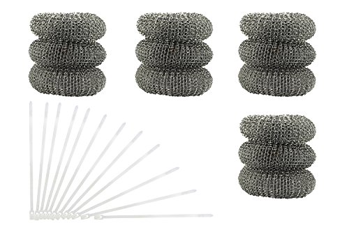 12 Pack of Washing Machine Lint Traps. Comes with 12 Ties. Attach to Your Washer Sink Hose and Allow the Metal Mesh Trap to Filter the Laundry Water. Stainless Steel and Rust Proof.