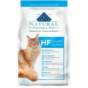 blue buffalo natural veterinary diet hf hydrolyzed for food intolerance dry cat food, salmon 7-lb bag