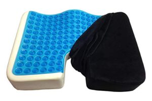 kieba coccyx seat cushion, cool gel memory foam large orthopedic tailbone pillow for sciatica, back, and tailbone pain (black)