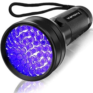 vansky uv flashlight black light, 51 led blacklight pet urine detector for dog/cat urine, dry stains, bed bug, matching with pet odor eliminator