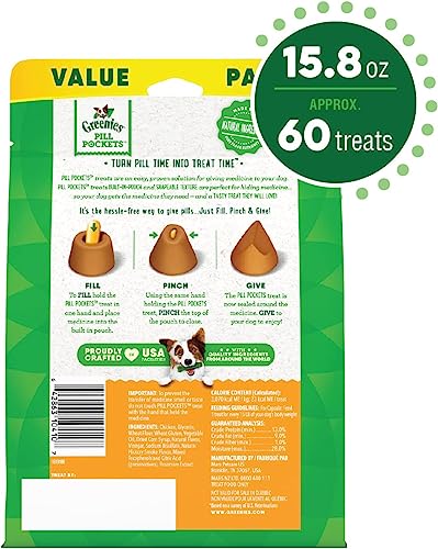 Greenies Pill Pockets Treats for Dogs Capsule Pouch, Chicken Flavor, 15.8-Ounce Per Pack (3 Pack)