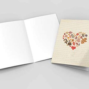 Note Card Cafe Fall Greeting Cards with Kraft Envelopes | 24 Pack | Happy Fall Heart Design | Blank Inside, Glossy Finish | Autumn, Winter, Christmas, Occasions