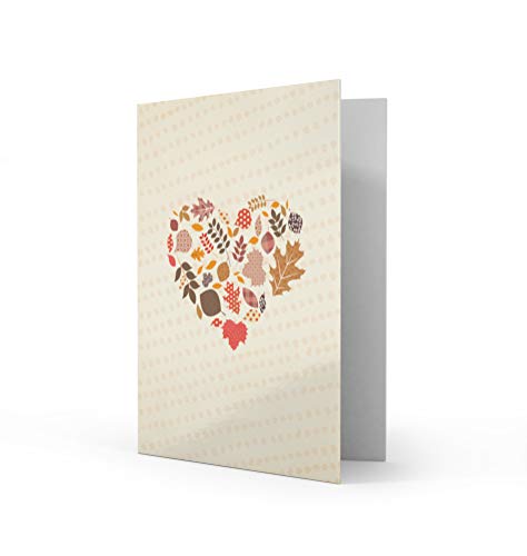 Note Card Cafe Fall Greeting Cards with Kraft Envelopes | 24 Pack | Happy Fall Heart Design | Blank Inside, Glossy Finish | Autumn, Winter, Christmas, Occasions