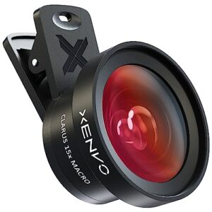 xenvo pro lens kit for iphone and android, macro and wide angle lens with led light and travel case