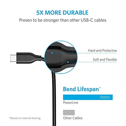 Anker USB C Cable, PowerLine USB 3.0 to USB C Charger Cable (3ft) with 56k Ohm Pull-up Resistor for Samsung Galaxy Note 8, S8, S8+, S9, Oculus Quest, Sony XZ, LG V20 G5 G6, HTC 10 (Black)