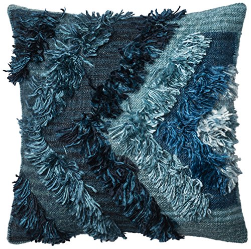 Loloi Loloi-DSETP0416IN00PIL3-Indigo Decorative Accent Pillow 22" x 22" Mostly Wool Cover with Down Fill, 22" x 22", Indigo