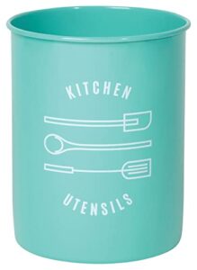 now designs powder-coated steel utensil crock, turquoise