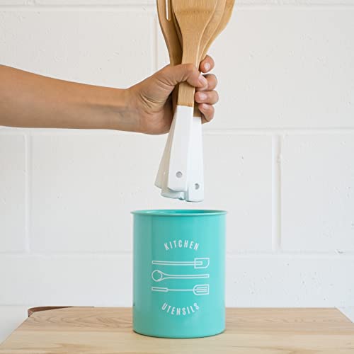 Now Designs Powder-Coated Steel Utensil Crock, Turquoise