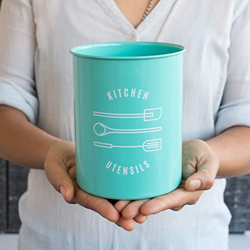 Now Designs Powder-Coated Steel Utensil Crock, Turquoise