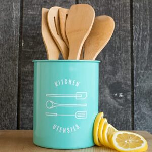 Now Designs Powder-Coated Steel Utensil Crock, Turquoise