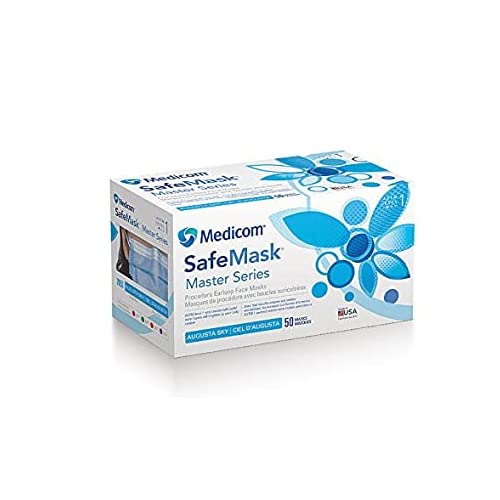 Medicom 2050 SafeMask Masters Series Masks, Augusta Sky/Royal Blue (Pack of 50)