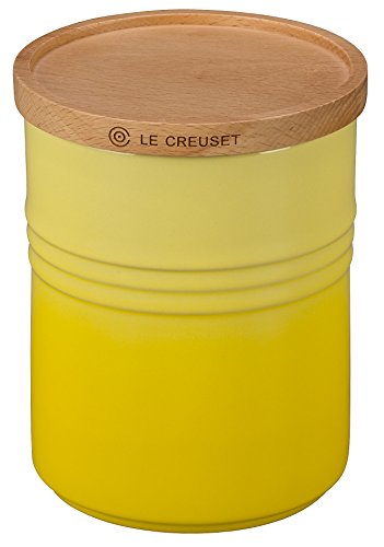 Le Creuset Stoneware Canister with Wood Lid, 2 1/2 quart, Soleil