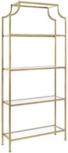 crosley furniture aimee etagere bookcase - gold and glass