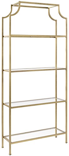 Crosley Furniture Aimee Etagere Bookcase - Gold and Glass