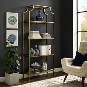 Crosley Furniture Aimee Etagere Bookcase - Gold and Glass