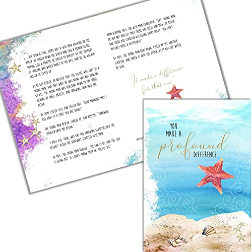 Smiling Wisdom - Starfish Story You Make A Profound Difference Greeting Card and Necklace Gift Set - Women (Simple Starfish)