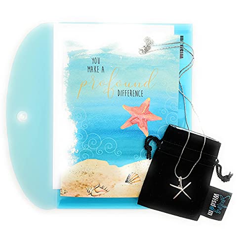 Smiling Wisdom - Starfish Story You Make A Profound Difference Greeting Card and Necklace Gift Set - Women (Simple Starfish)