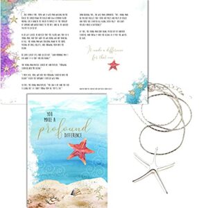 Smiling Wisdom - Starfish Story You Make A Profound Difference Greeting Card and Necklace Gift Set - Women (Simple Starfish)