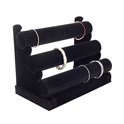 Plixio Velvet Bracelet Holder with Three Tier Rack- Bracelet Stand for Jewelry Organization and Display