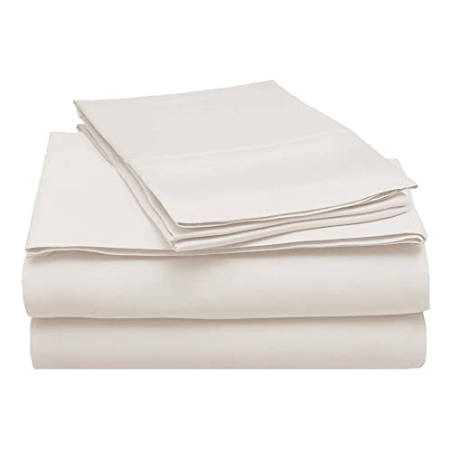 SUPERIOR Modal from Beechwood 300-Thread Count Solid Deep Pocket Sheet Set, King, Ivory, 4-Piece SetxSuperior