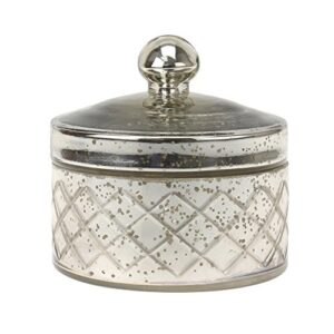 stonebriar antique mercury glass storage container with lid, decorative jar for cotton ball or cotton swab storage, unique keepsake or trinket box, elegant jewelry box