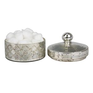 Stonebriar Antique Mercury Glass Storage Container with Lid, Decorative Jar for Cotton Ball or Cotton Swab Storage, Unique Keepsake or Trinket Box, Elegant Jewelry Box