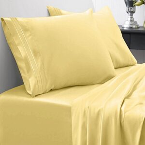 King Size Sheets - Breathable Luxury Bed Sheets with Full Elastic & Secure Corner Straps Built In - 1800 Supreme Collection Extra Soft Deep Pocket Bedding Set, Sheet Set, King, Yellow