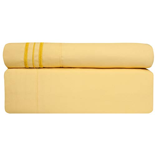 King Size Sheets - Breathable Luxury Bed Sheets with Full Elastic & Secure Corner Straps Built In - 1800 Supreme Collection Extra Soft Deep Pocket Bedding Set, Sheet Set, King, Yellow