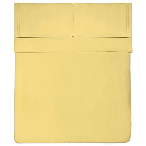 King Size Sheets - Breathable Luxury Bed Sheets with Full Elastic & Secure Corner Straps Built In - 1800 Supreme Collection Extra Soft Deep Pocket Bedding Set, Sheet Set, King, Yellow