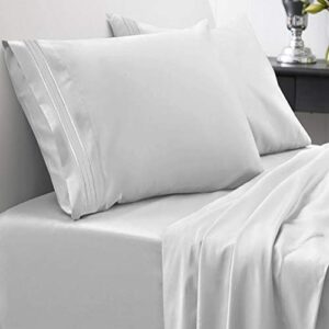 california king sheet sets - breathable luxury sheets with full elastic & secure corner straps built in - 1800 supreme collection cal king deep pocket bedding set, sheet set, california king, silver