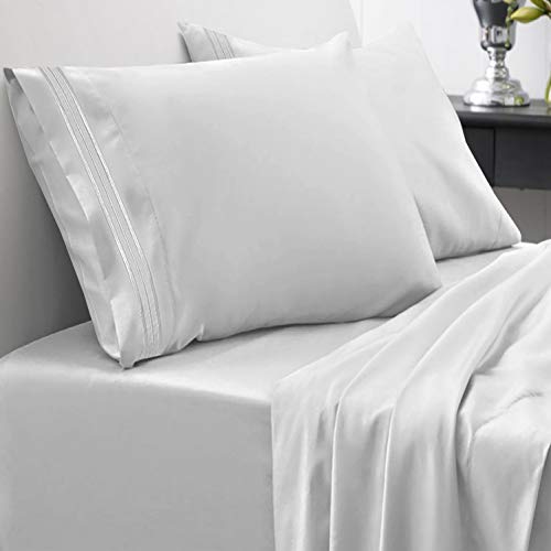 California King Sheet Sets - Breathable Luxury Sheets with Full Elastic & Secure Corner Straps Built In - 1800 Supreme Collection Cal King Deep Pocket Bedding Set, Sheet Set, California King, Silver