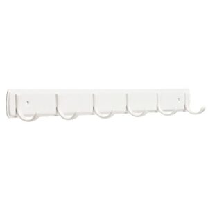 franklin brass hook rail wall hooks 6 hooks, 20 inches, white, fbssmr6-w-r