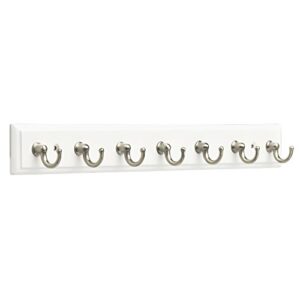 franklin brass key rail, 7 hooks, 14 inches, white & satin nickel finish