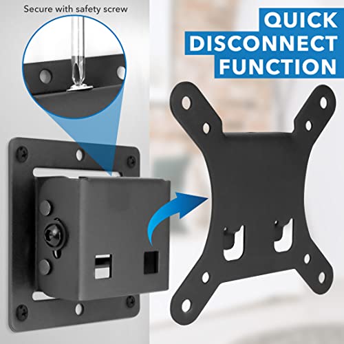 Mount-It! Small TV Monitor Wall Mount | RV TV Mount | Quick Release | Fits 13 15 17 19 20 21.5 24 25 27 32 Inch Screens | 75 100 VESA Compatible | Low-Profile Slim Design | 30lb Capacity