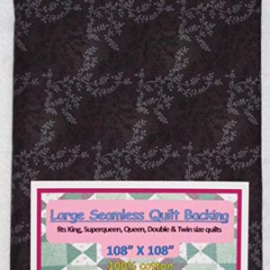 Quilt Backing, Large, Seamless, C47603-805, Black/Gray Vines