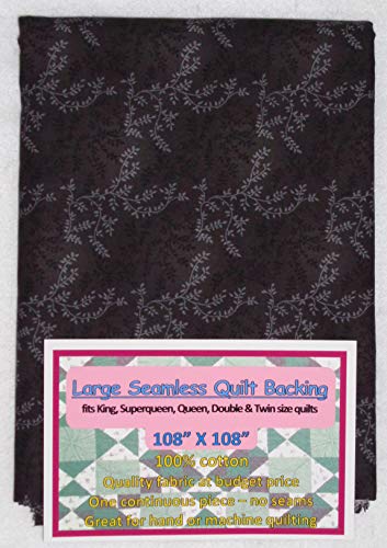 Quilt Backing, Large, Seamless, C47603-805, Black/Gray Vines