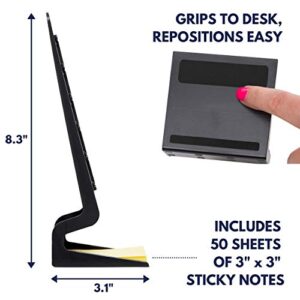 Note Tower Desktop Mini Sticky Note Holder - Prevents Lost & Misplaced Sticky Notes, Displays up to 4 Photos, Includes 50 Sheets of 3" x 3" Sticky Notes, Easy One-Handed Paper Insertion, Black