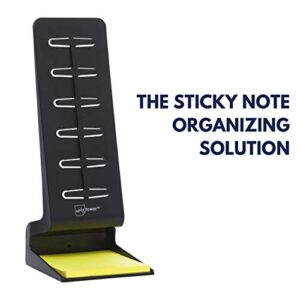 Note Tower Desktop Mini Sticky Note Holder - Prevents Lost & Misplaced Sticky Notes, Displays up to 4 Photos, Includes 50 Sheets of 3" x 3" Sticky Notes, Easy One-Handed Paper Insertion, Black