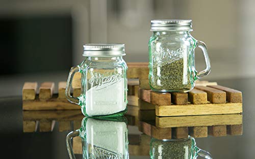 Mason Jar Salt and Pepper Shaker - Clear Glass Green